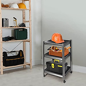 ALAPUR Adjustable Garage Shelving Heavy Duty with Wheels,3 Tier Metal Garage Storage Shelves Units for Basement Utility Shed Workshop, L23.6''xW15.7''xH33.5'',Black