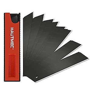 HAUTMEC 10pcs 18mm SK2H Ultra Sharp Snap Off Blades, Retractable Black Utility Knife Replacement Blades, Sharper SK2H Heavy Duty Refill Blades, Creative Safety Box, for Box, Carpet, Rope HT0144-BL