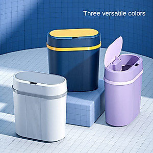 Jaquiain Trash Can Electronic Automatic Garbage Bin Waterproof Bathroom Kitchen Dustbin Intelligent Waste Bin Purple