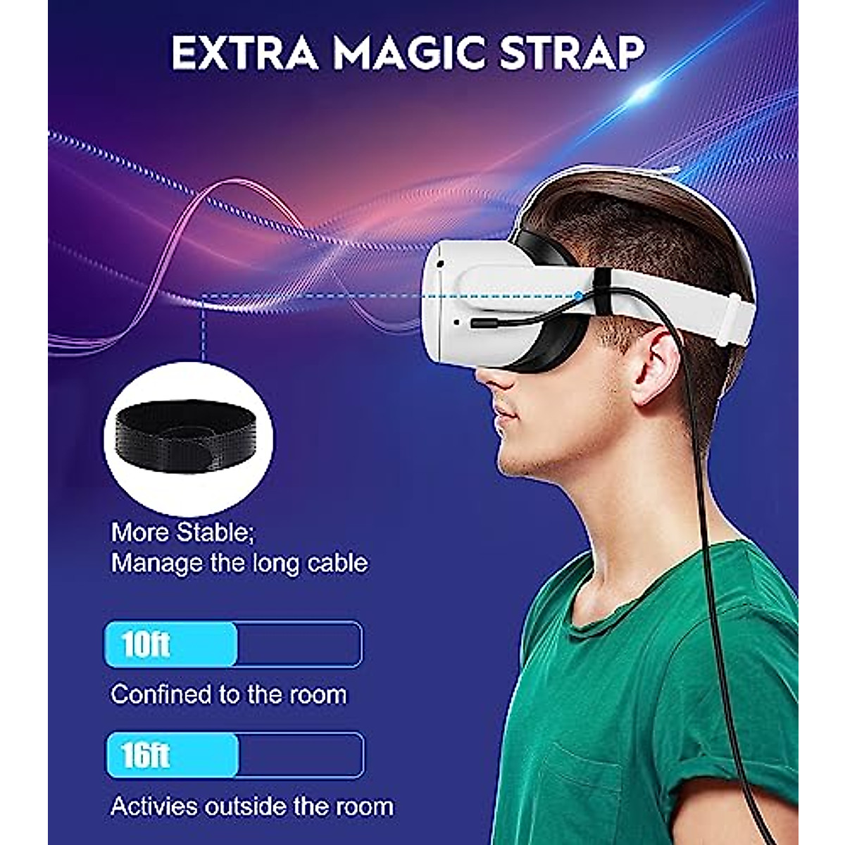 YRXVW Link Cable 16FT for Oculus Quest 3/2/Pro, Charging Cord Compatible with Pc Game, High Speed Data Transfer Cable, USB 3.2 A to C Charger Wire for VR Oculus Meta Quest Headsets