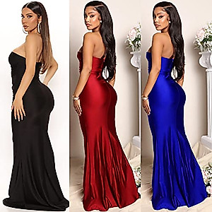 Uni Clau Wedding Guest Dresses for Women Formal Maxi Dress One Shoulder Long Prom Gowns and Evening Dresses Blue XXL