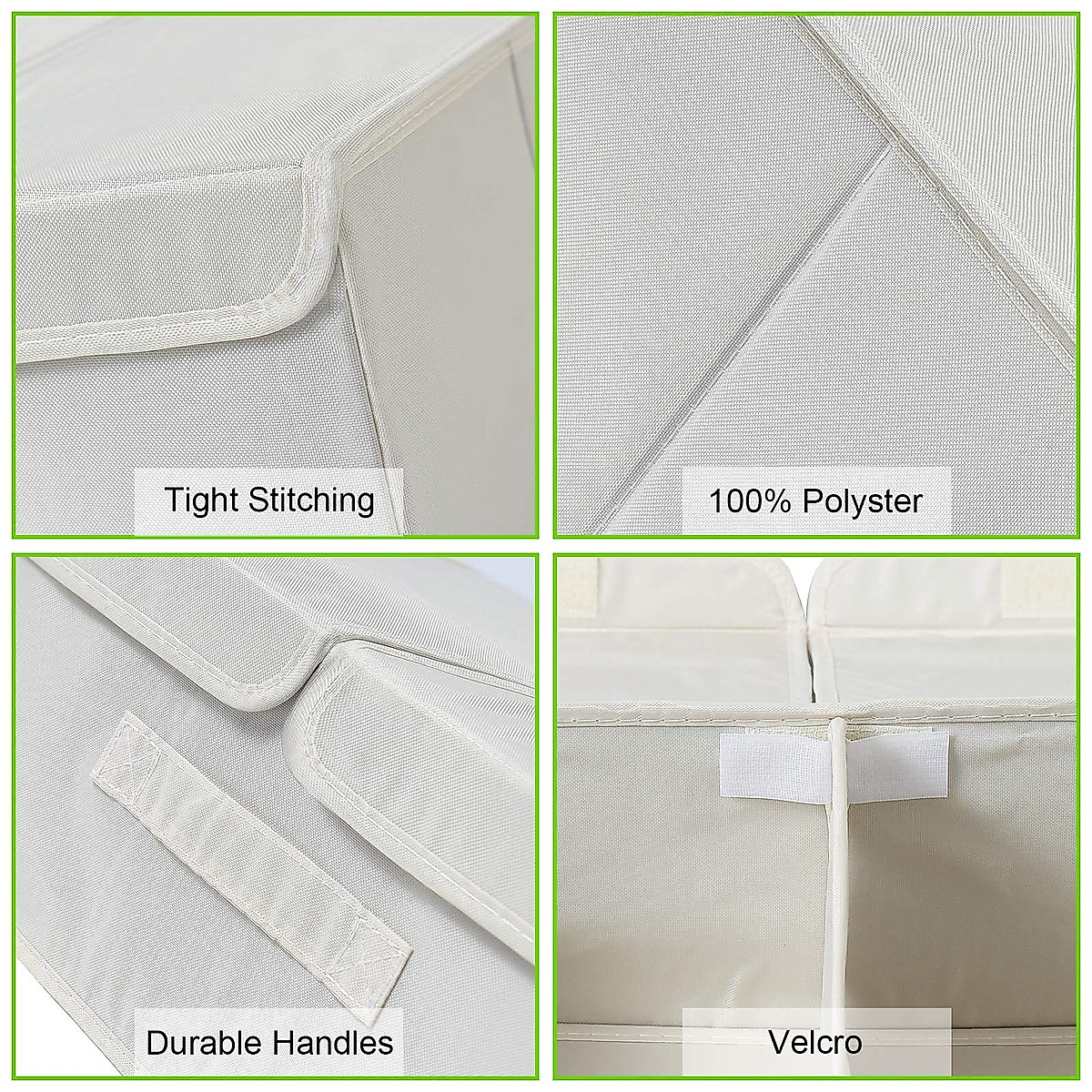 Large Foldable Storage Boxes with Lids Fabric, Large Toy Box, Lidded Storage Bins with Handles for Clothes, 40L Organiser Bathroom Storage Baskets for Clothes Toys Books Bedding or More (Beige 2 Pack)