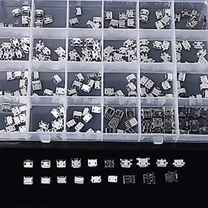 Teansic 240PCS 24Models Micro USB Connector Socket Jack USB Connectors Set for MP3 4 5 Huawei Samsung Sony HTC ZTE