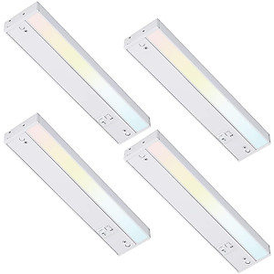 TORCHSTAR LED Under Cabinet Lighting 3CCT, 12 Inch 8W 540LM, Hardwired & Plug-in, 3 Color Selectable CRI90 120V ES ETL Listed Dimmable Under Counter Lights for Kitchen, White Aluminum Housing, 4 Pack