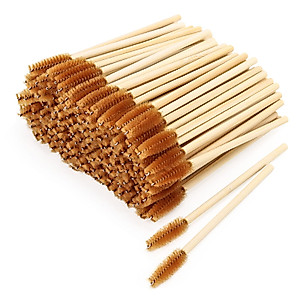 Tbestmax 150 Disposable Mascara Wands Eyelash Brush Spoolies for Eye Lash Extension Eyebrow Bamboo Stick Brown