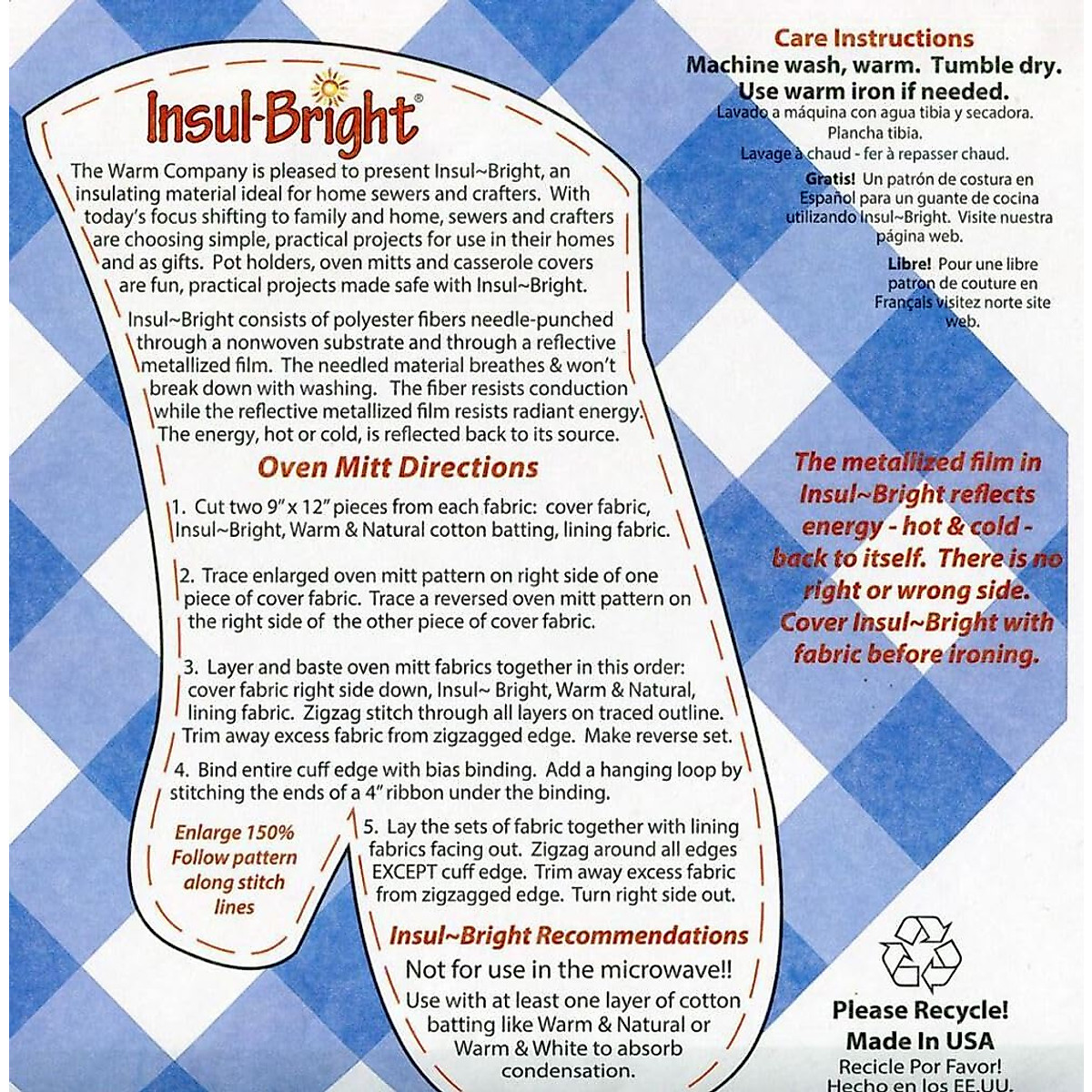 Warm Company Insul-Bright Insulated Lining-36inX45in FOB: MI