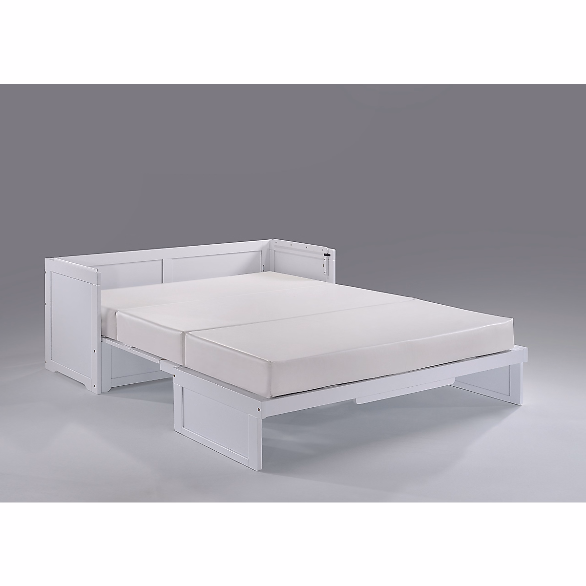 NIGHT & DAY Murphy Cube Queen Cabinet Bed Ready-to-Assemble with Custom 6" Memory Foam Mattress (White)
