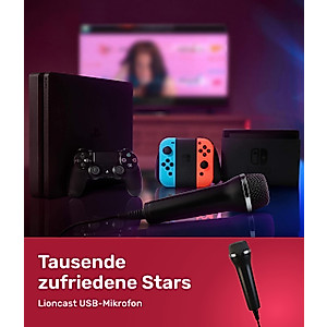 Lioncast Pair Of Universal USB Microphones Compatible with Computer and Karaoke Gaming; Compatible with Wii, PS5/Playstation 5, PS4 & PC Games as SingStar, Lets Sing, We Sing; 3m cable – Black