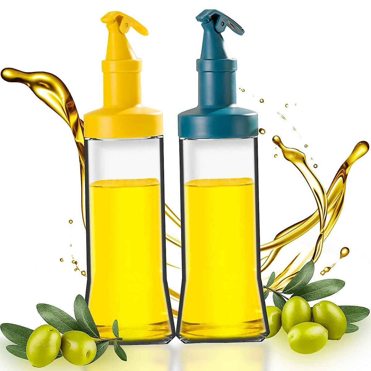 Honey Dispenser No Drip Glass With Stand Honey Jar Syrup Dispenser Glass Bottle Oil Bottle Sauce Dispenser Glass Oil Dispenser Honey Containers Syrup Bottles Syrup Pourer 2PCS, 10.62''X3.07''X3.07''