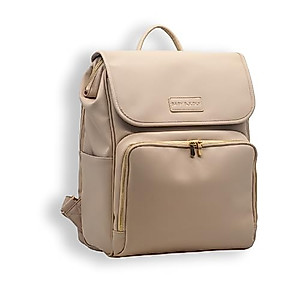 Diaper Bag Backpack for Mom Vegan Leather Diaper Bag with Changing Pad and Cosmetic Pouch, Durable Diaper Bag Backpack (Bourbon)