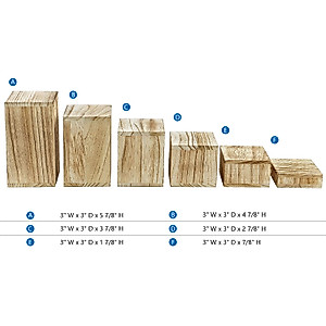MOOCA Wooden 6 Pcs Square Risers for Display Jewelry and Accessories Display Stand Wooden Risers For Jewelry Figurine, Oak