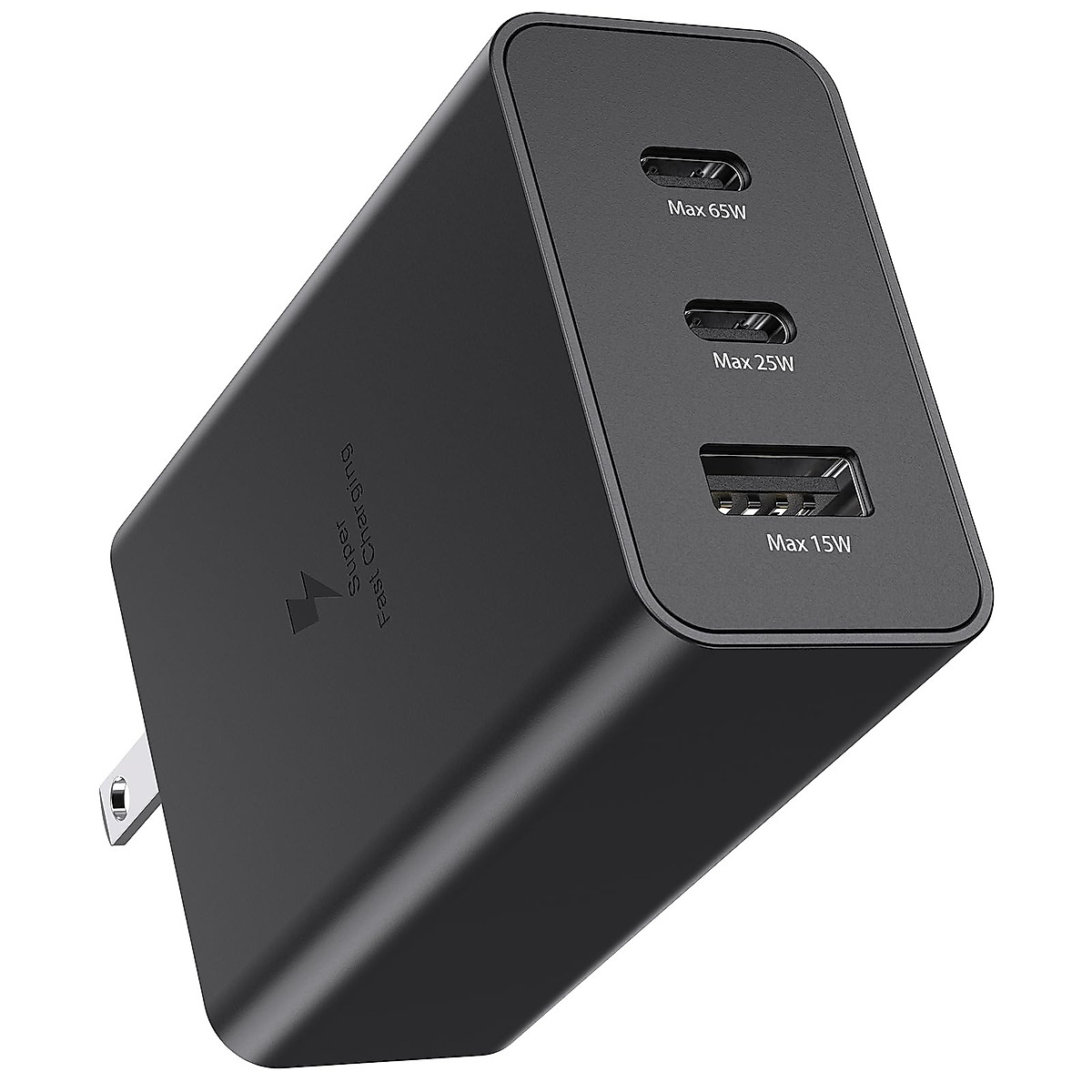 Samsung 65W 3-Port Super Fast Charging Wall Charger, GaN Trio Adapter for Samsung Galaxy S24 Ultra/S24/S24+/S23 Ultra/S23/S23+/S22/S22 Ultra/S22+/S21 Ultra/S20 Ultra/Note 20/Z Fold 3/ laptops