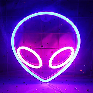Alien Neon Signs, Led Alien Night Lights for Kid's Gift, Birthday Party, Christmas, Game Office Wall Art Decoration Sign Party Supply Gift-Blue and Pink