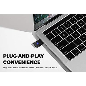 Creative BT-W3 Bluetooth 5.0 USB-C Audio Transmitter, aptX LL and aptX HD, 3.5 mm Analog Mic for Voice Chat Support, Codec Indicator and Selection, Plug-and-Play for PS4, Nintendo Switch, PC, and Mac