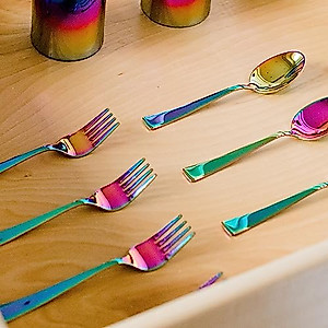 Ahimsa Stainless Steel Fork & Spoon | Toddler Dishware | No Plastic | 100% BPA Free | Dishwasher Safe (Rainbow)