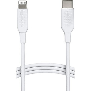 Amazon Basics USB-C to Lightning ABS Charger Cable, MFi Certified Charger for Apple iPhone 14 13 12 11 X Xs Pro, Pro Max, Plus, iPad, 6 Foot, White