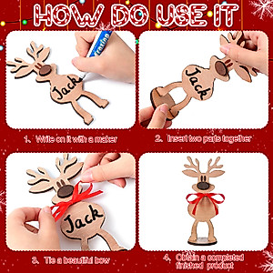 Cholemy 12 Pieces Christmas Freestanding Place Card Holders for Table Holiday Name Cards Christmas Dinner Place Table Card Holders Decorations Christmas Party Supplies (Reindeer)