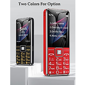 Unlocked GSM Big Button Feature Cell Phone for Elderly, 2.4" Screen Dual SIM 6800mAh Battery SOS Key Mobile Phone Easy to Use (Red)