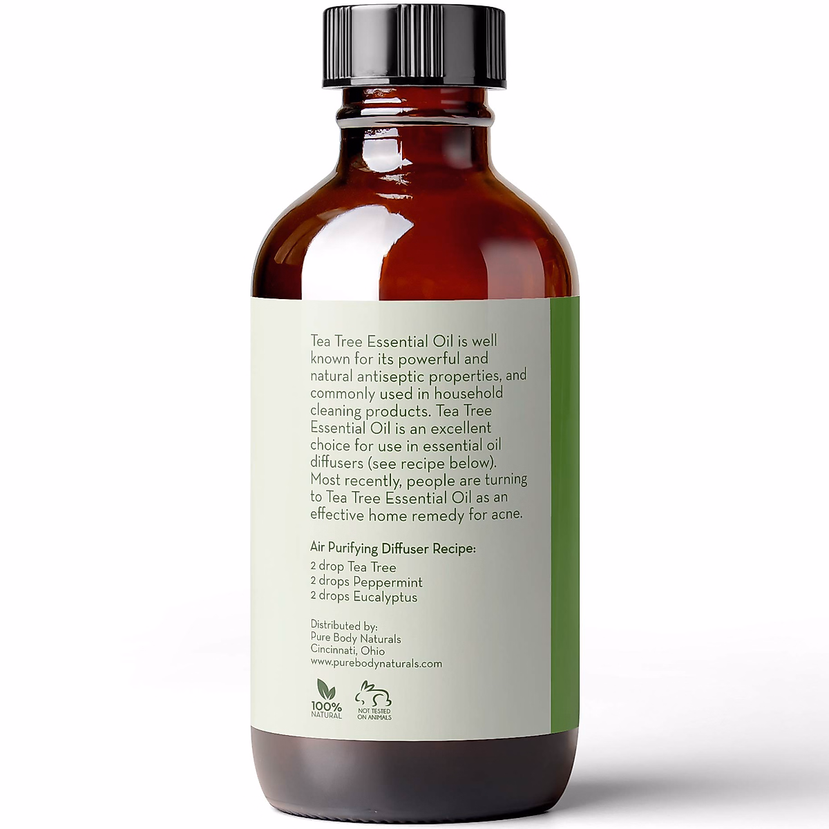 Pure Body Naturals Tea Tree Essential Oil, 4 Fl Oz with Dropper - Undiluted Therapeutic Grade for Your Face, Skin, Hair and Diffuser - 100% Pure Melaleuca Oil for Acne, Toenails