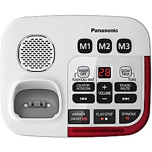 Panasonic KX-TGM420W + (3)KX-TGMA44W Amplified Cordless Phone with Digital Answering Machine Expandable upto 6 Handsets and Voice Volume Booster 40 dB