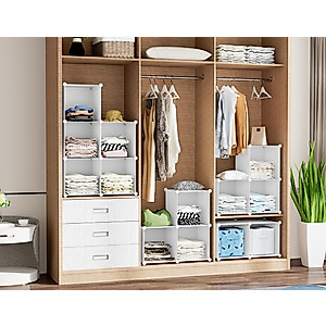 HOMIDEC 20-Cube Storage Shelf, Storage Bookcase Bookshelf with Metal Hammer, Storage Cubes Organizer Cabinet for Kids, Closet, Bedroom, Bathroom, (11.8x11.8x11.8 inch)
