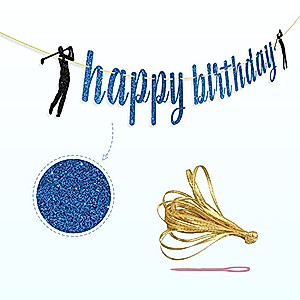 Royal Blue Golf Happy Birthday Banner - Golf Themed Birthday Party Decorations, Golf Birthday Decor for Men / Boys, Dad Happy Birthday Banner