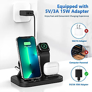 ZFW 3 in 1 Charging Station for Apple Devices with 15w Adapter Compatible with iPhone14/13/12/11/X/8/7/6/5 Series, Apple Watch Series 8/7/SE/6/5/4/3/2/1, Airpods1/2/3/Pro,Fast Charger Dock(Black)