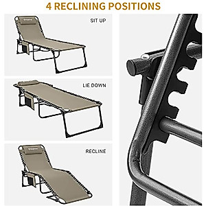 KingCamp Lounge Chair, 74.8''x23.2''x14.5'', Beige