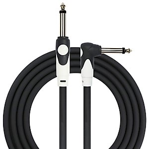 KIRLIN Cable LGI-202-10/BK 10-Feet Straight to Right Angle 1/4-Inch Plug LightGear Instrument Cable with Black PVC Jacket