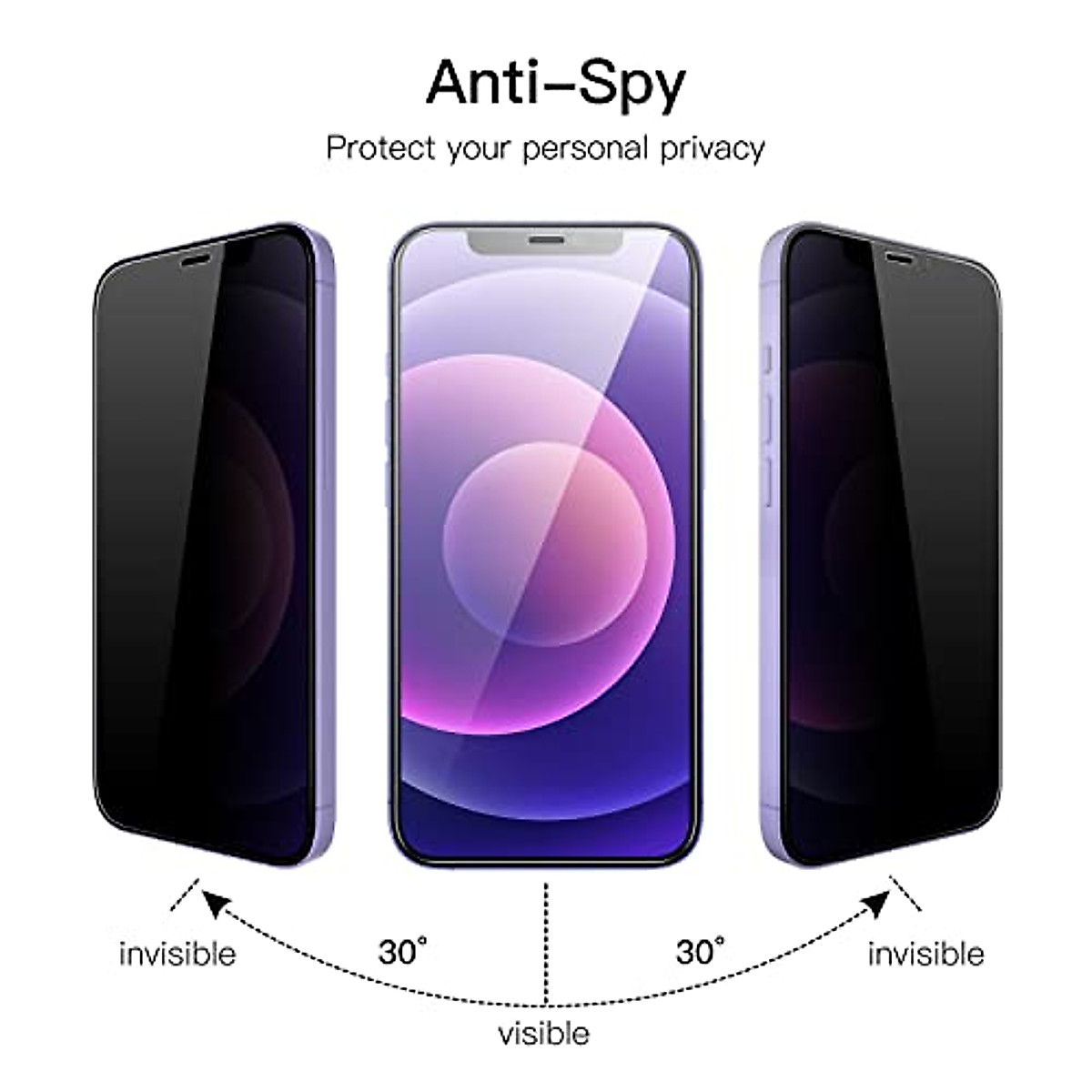 JETech Privacy Full Coverage Screen Protector for iPhone 12 mini 5.4-Inch, Anti-Spy Tempered Glass Film, Edge to Edge Protection Case-Friendly, 2-Pack