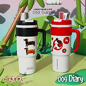 IRNATO Family Size Thermos Mug 316 Stainless Steel With Handle, Leak-proof, Can Be Freely Matched With Family Combinations, Cute Pet Logo, Easy To Carry, Full Of Flowers And Cute Pets12OZ,20OZ,40OZ