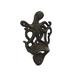 Hampton Nautical Cast Iron Wall Mounted Octopus 6" Bottle Opener