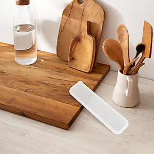 2Pcs Simple Utensil Holder with Lid, Portable Travel Tableware Storage Box Case for 8in Cutlery Flatware, Foldable Plastic Silverware Holder Travel Chopstick Case Spoon Case Fork Holder for Lunch Box