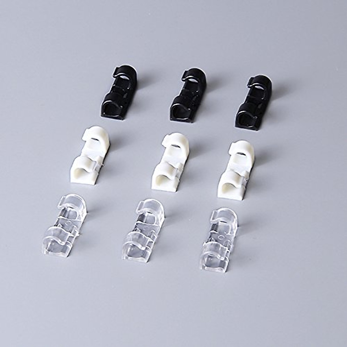 Cable Clips with Strong Self-Adhesive Pads - No Tools Required | Organize Cords and Wires for a Clean, Beautiful Home or Office Set of 20 (Clear)