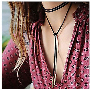Olbye Thin Suede Choker Necklace Black Cord Necklace Suede Ribbon Choker Jewelry for Women