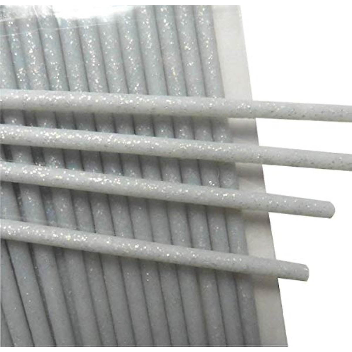 50pcs Silver Fairy Dust Glitter Plastic Sticks, 6" (150mm) x 5/32" (4.5mm)