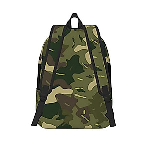 FYCFSLMY Camo Camouflage Green Backpack with Adjustable Straps, Suitable for Travel Picnics Activities