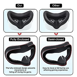 8VR Silicone Face Cover Compatible with Meta/Oculus Quest 2, Sweatproof Washable Face Pad Light Blocking Quest 2 Accessories (Black)