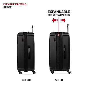 SwissGear 6297 Hardside Expandable Luggage with Spinner Wheels, Black, Carry-On 18-Inch