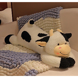 Easfan 36’’ Lying Cow Stuffed Animal Large Hugging Cow Plush Pillow Toy Soft Cute Cattle Doll Home Decoration Christmas Birthday Gifts for Kids Adults Boys Girls