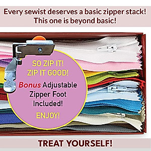 Madam Sew 44pcs 8 Inch Zippers for Sewing Garments – Bulk Zippers with Plastic Coil Teeth, Heavy Duty Metal Zipper Pulls and Nylon Tapes – Colorful Closed End, Non-Separating Zippers in 22 Colors