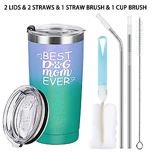 Gtmileo Dog Mom Gifts for Women, Best Dog Mom Ever Travel Tumbler, Funny Dog Lover Gifts, Mothers Day Gifts for Dog Owner Dog Mama Fur Mom, 20oz Stainless Steel Insulatd Tumbler with Lids, Gradient