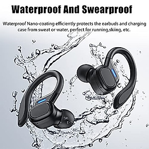 JIMYAO VV2 Wireless Bluetooth Gaming Earbuds Waterproof with Ear Hook and Microphone Headphones Low Latency Not Easy to Fall Off Black