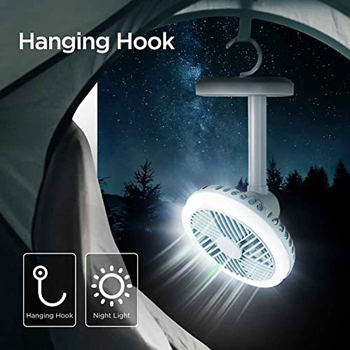 USB Desk Fan with Ring LED Lantern, Ultra-quiet, 90° Adjustment for Better Cooling, 3 Speeds Portable Mini Powerful Desktop Table Fan, Small Personal Cooling Fan for Home Office Blue