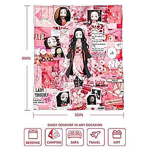 Demon Ultra Soft Flannel Anime Throw Blanket for Sofa Bedding, Gift for Anime Slayer Fans 50x60 Inches