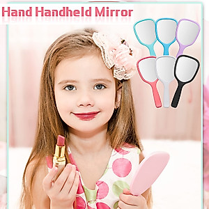Vinsot Handheld Mirror Bulk Hand Mirrors with Handle Plastic Compact Travel Makeup Cosmetic Mirror Small Hand Held Mirror Portable Vanity Mirror for Home Camping Classroom, 7.09 x 3.15 Inches