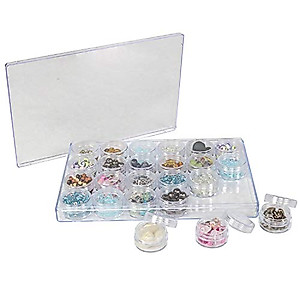 Everything Mary Large Plastic Bead Storage Organizer Box, 24 Jars - Container for Beads & Supplies - Organizers for Craft, Art, & Painting - Plastic Container Case for Organization