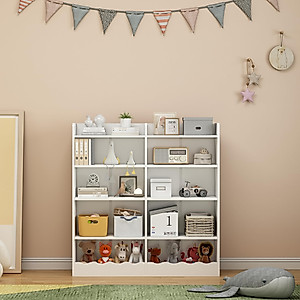 XINRONG Kids Bookshelf and Toy Storage - Classroom Toy Storage Organizer with 10 Cube, Kids Bookshelf Bookcase for Living Room, Classroom, Playroom, Reading Nook, Nursery, White