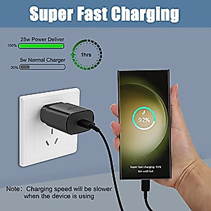 USB C Charger 25W Samsung Fast Charger Type C Super Fast Charging Block & 6.6ft Android Phone Charger Cable for Samsung Galaxy S23Ultra/S23/S23+/S22/S22Ultra/S22+/S21/S20/Note 10/20,Z Fold/Flip,2 Pack