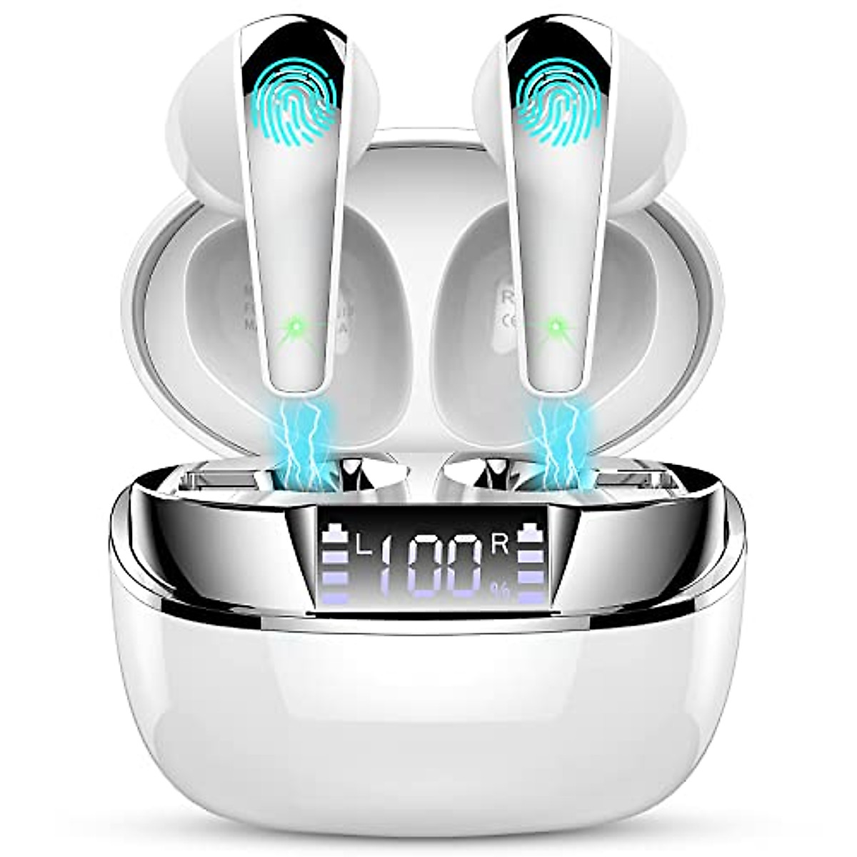 Wireless Earbud, Bluetooth 5.2 Headphones Deep Bass, Bluetooth Earbud Wireless Headphones Noise Cancelling Wireless Earphones in Ear with Mic, USB-C Mini LED Charging Case, IP7 Waterproof 35H Ear Buds